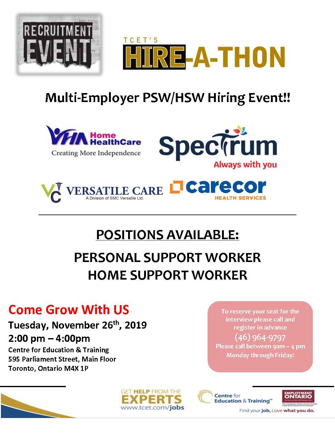 Multiple Employer Hiring Event – PSW – Next Stop Canada