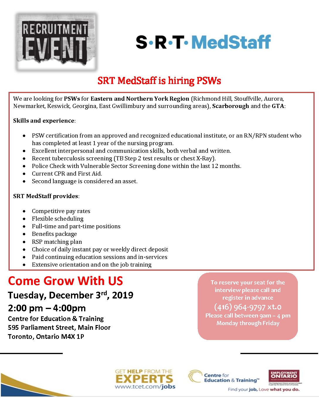 SRT MedStaff flyer – Next Stop Canada